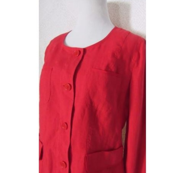 Dkny | Jackets & Coats | Nwt Dkny Red Linen Blazer Button Jacket ...